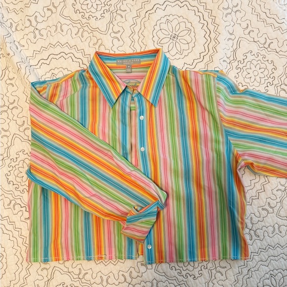 Tops | Vintage Cropped Rainbow Collared Shirt | Poshmark